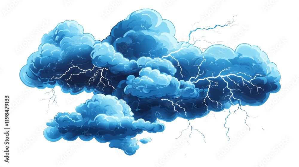 Lightning storm with dramatic thunderclouds, dynamic weather, isolated ...