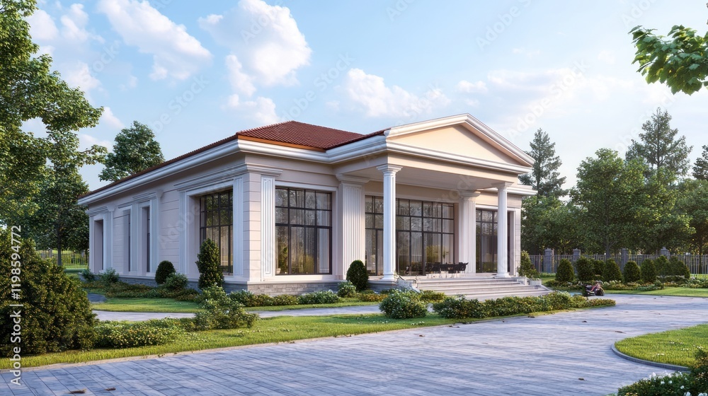 Neoclassical Mansion Architectural Rendering: A Luxurious Estate Design ...