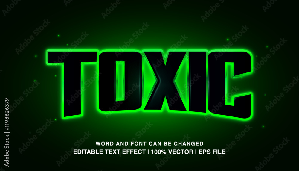 editable toxic green neon typeface Stock Vector | Adobe Stock