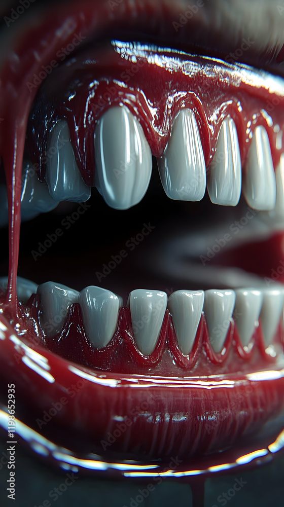 Bloody Teeth Illustration Shows Gory Details, Extreme Close-up of a ...