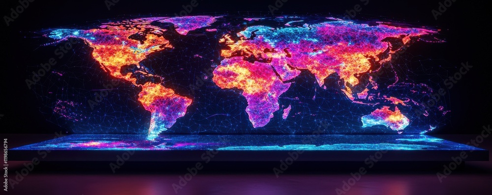 Ilustración de Stock Global data visualization showcase digital space ...