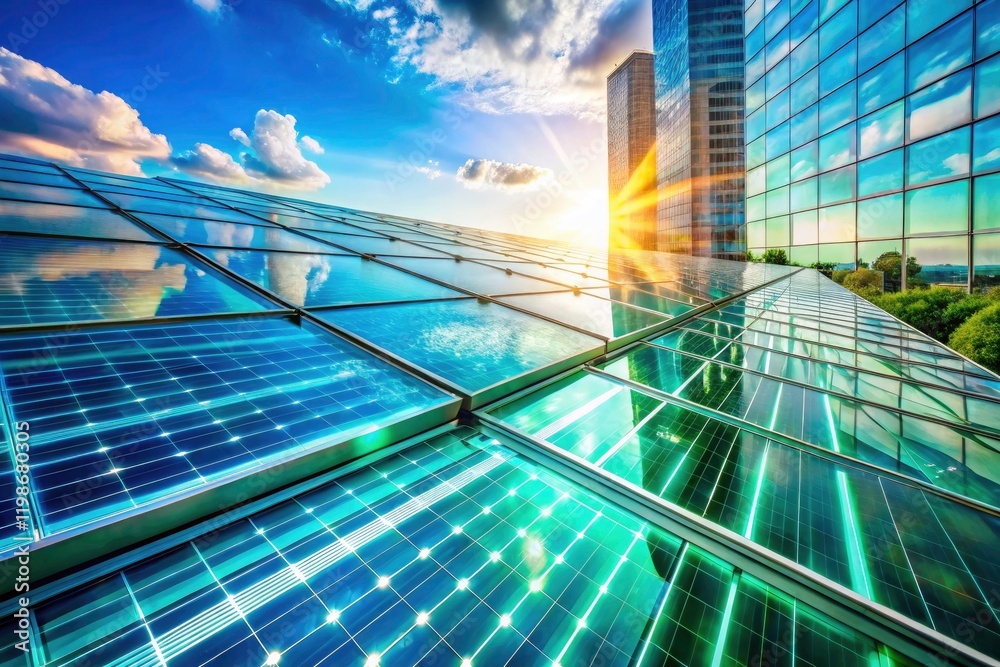 Tilt-Shift Macro Photo: Solar Glass Architecture, Sustainable Building ...