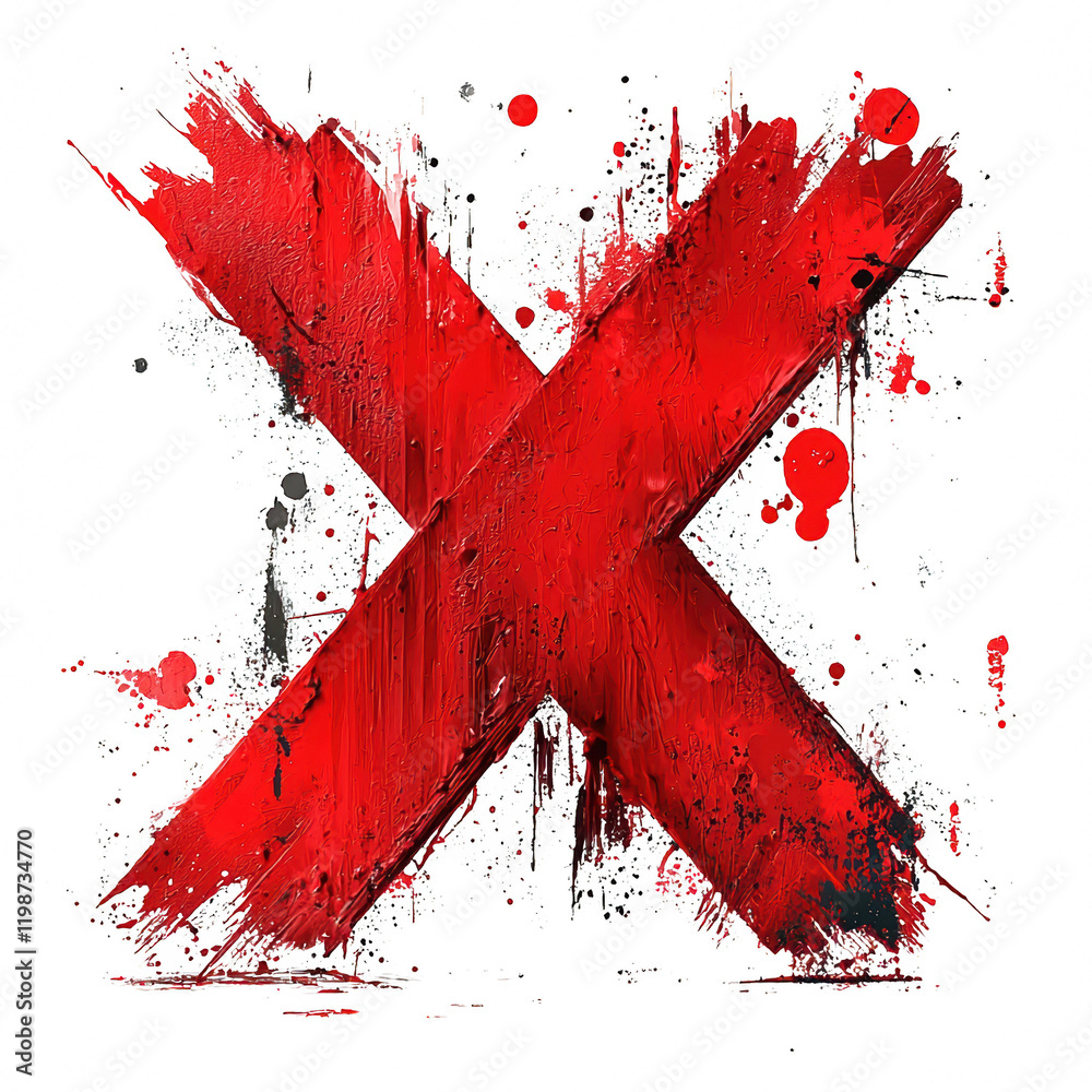 X mark painted red isolated on transparent background PNG Stock ...