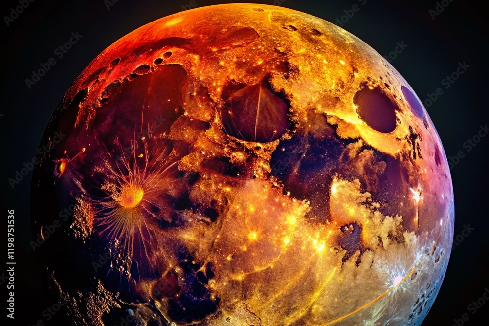 Super Zoom Moon Photo: Detailed Lunar Surface Close-Up with Copy Space ...