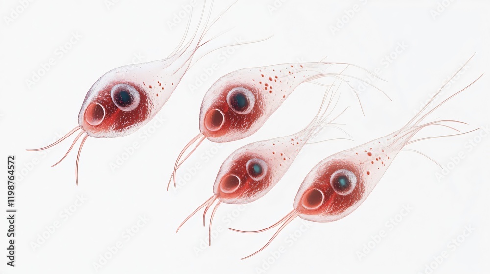 Microscopic view of Giardia lamblia, a single-celled parasite that ...
