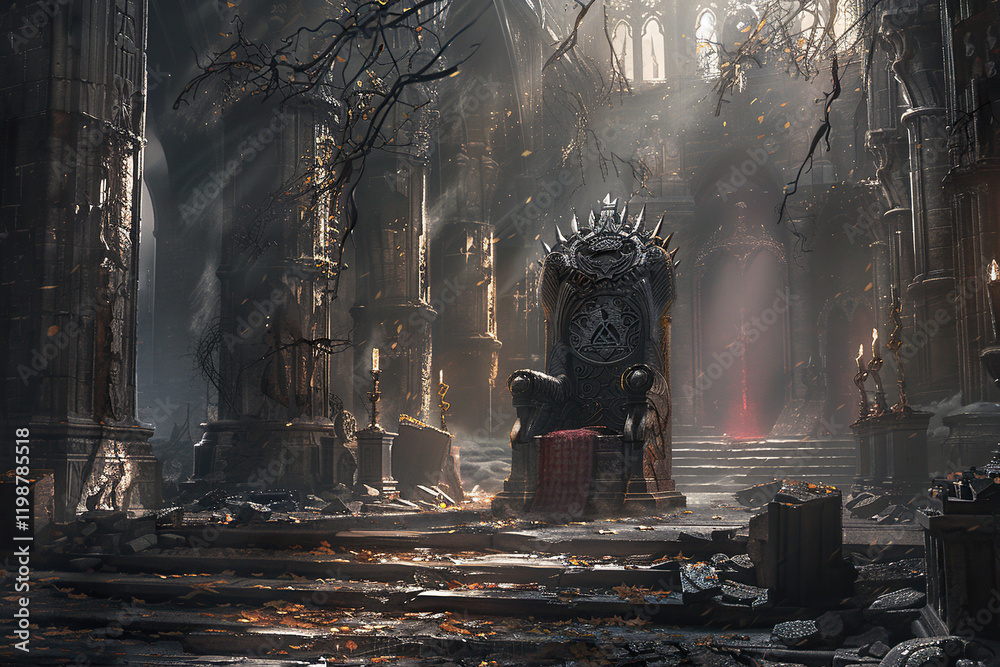 Fantastically beautiful throne of power of king or queen in throne room ...