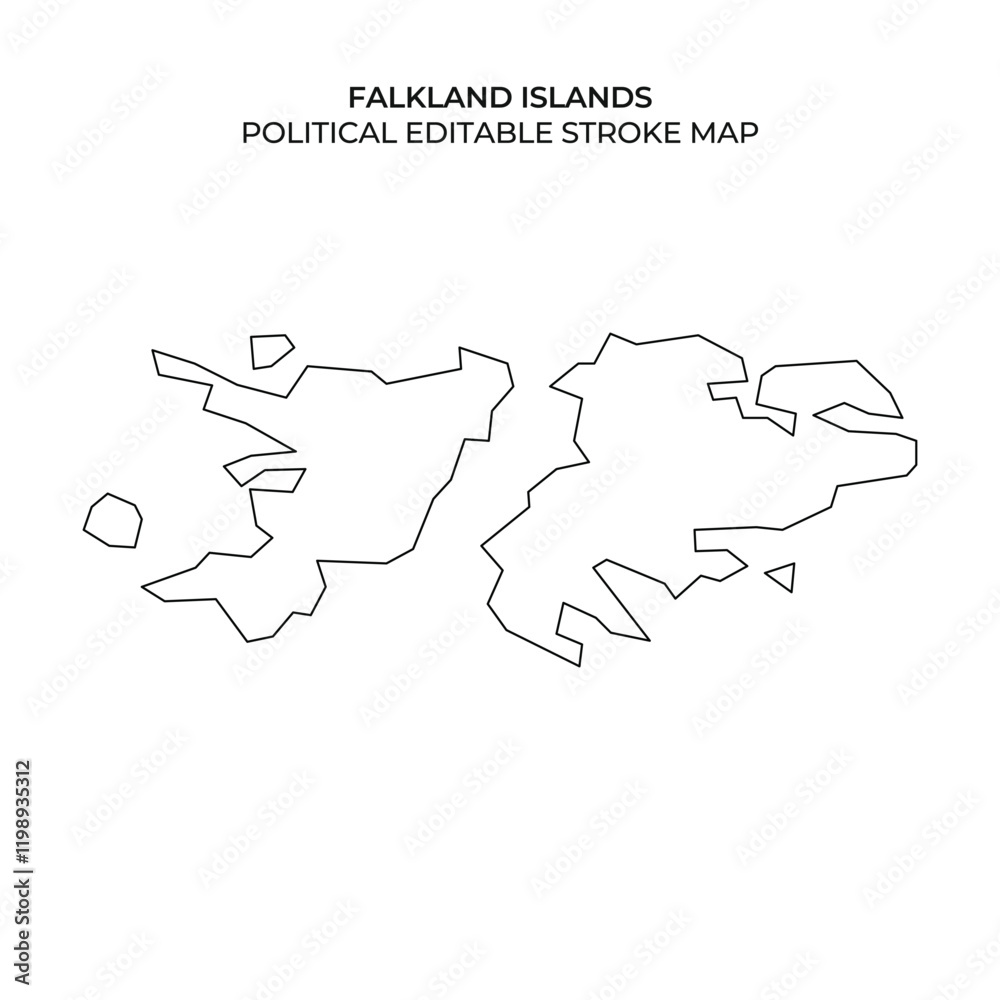 Falkland Islands political map with editable stroke design Stock Vector ...