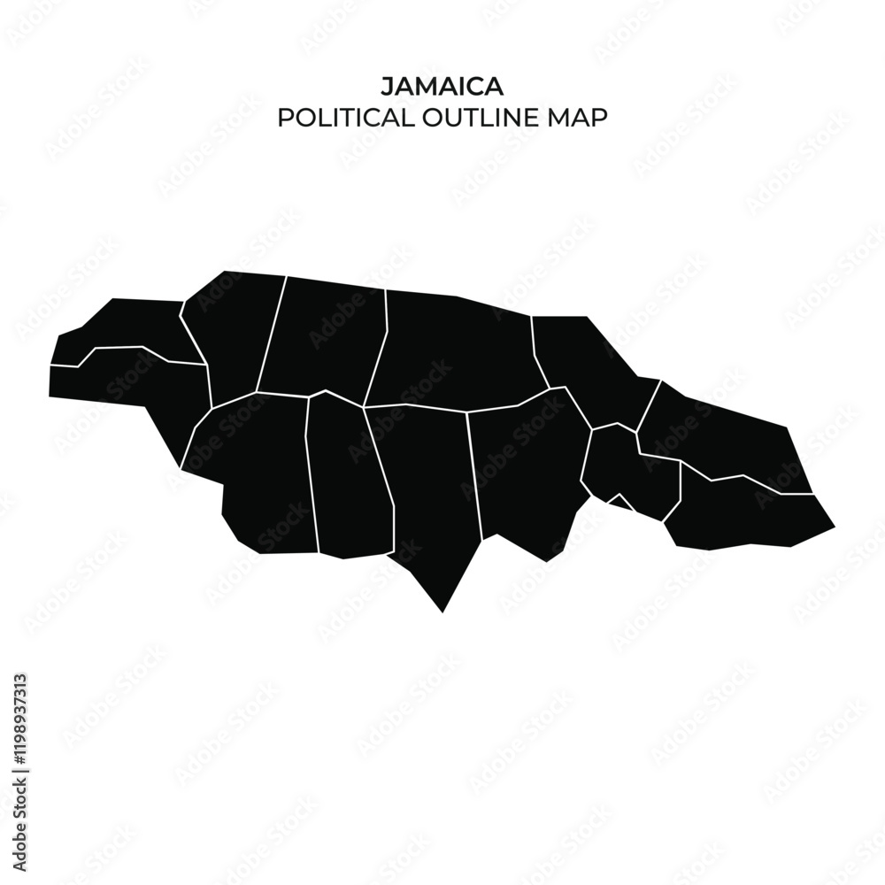 Political outline map of Jamaica highlighting regional divisions Stock ...