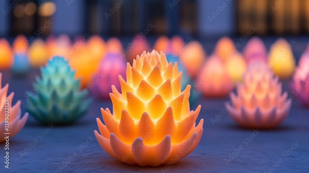 A loop of glowing 3D printed models in endless variations shifting from ...