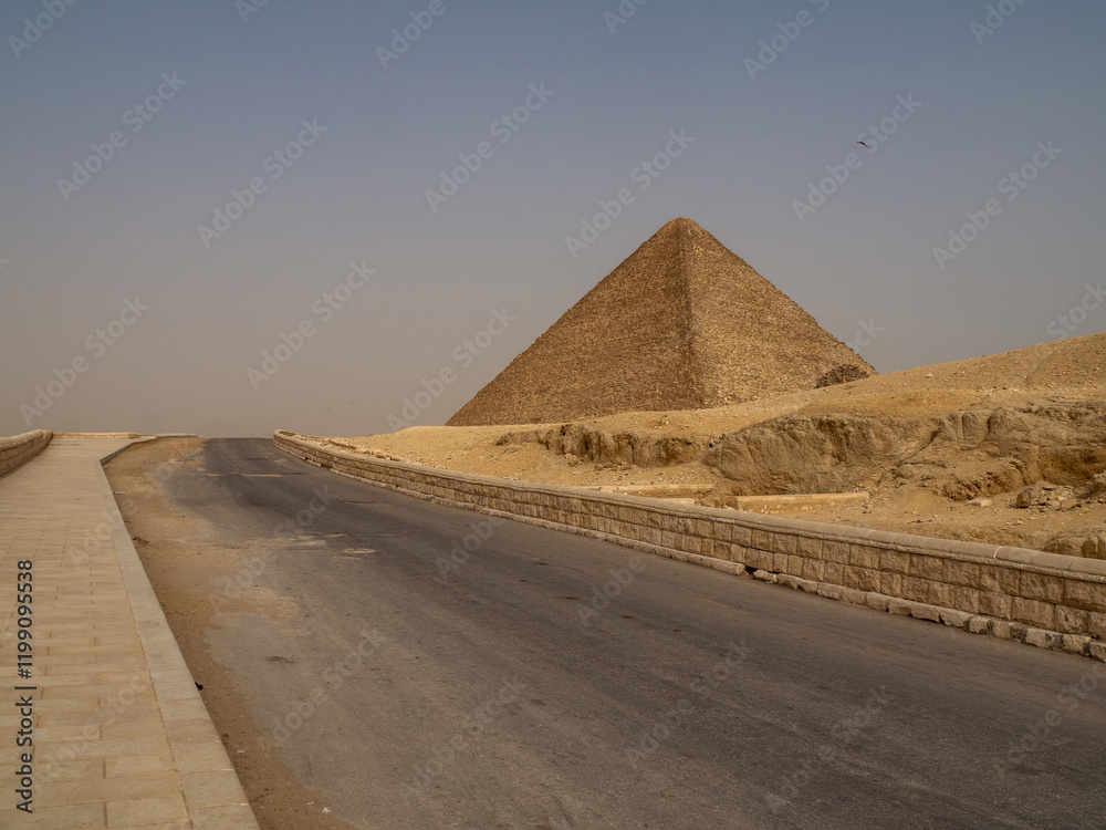 Famous Great Pyramids of Chephren and Cheops, Cairo, Egypt. Two of the ...
