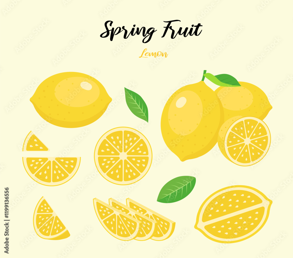 Lemon various shapes pulp illustration Stock Vector | Adobe Stock