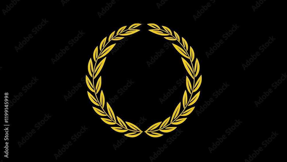 Golden Laurel Wreath on Deep Blue Background,Symbolic Laurel Wreath ...