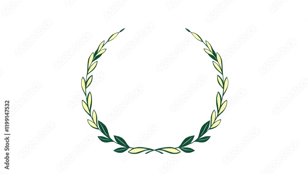 Green Laurel Wreath on White Background,Elegant Laurel Wreath Emblem ...