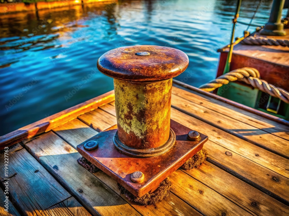 Rusty Bollard on Riverboat, Vintage Photo, Old-Time Riverboat, Nautical ...