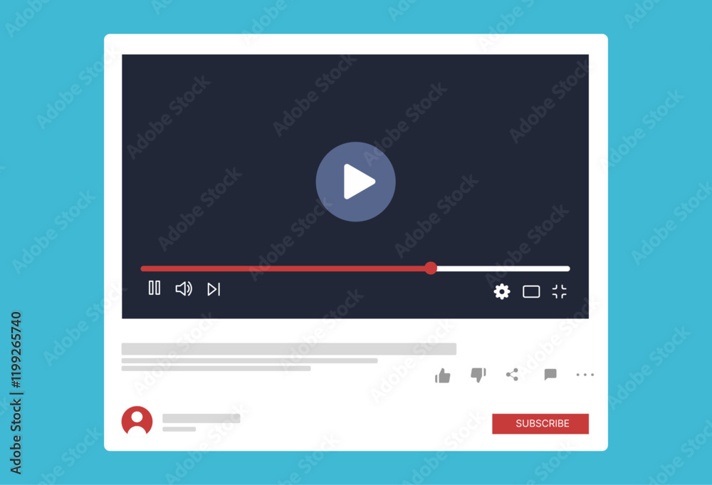 Social media video player screen template, mobile video player. Video ...