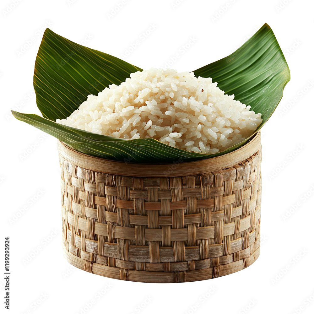 Steamed Rice in Bamboo Basket Asian Cuisine Food Photography Cooked ...