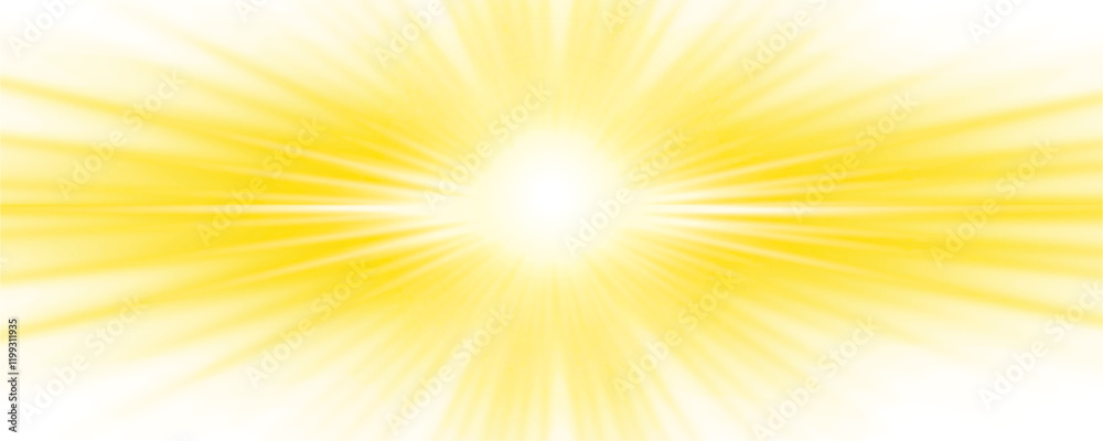 Yellow glowing light explodes effect isolated on a transparent ...