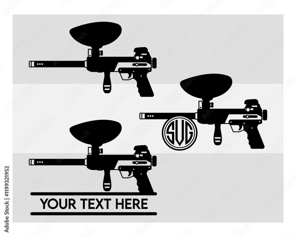 Paintball Gun SVG Silhouette Bundle, Silhouette, Paintball Svg, Sports ...