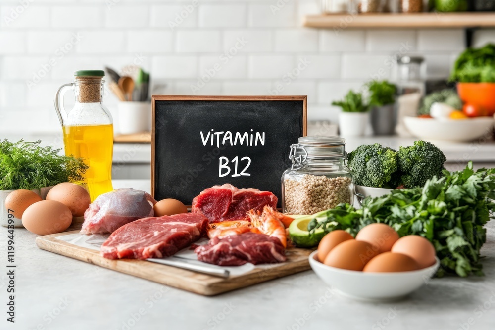 Boosting vitamin B12 intake with nutrient-rich foods in a bright ...