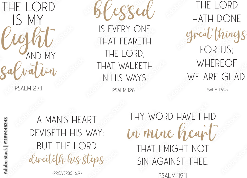 Encouraging Bible Verses Bundle, Biblical Christian quotes set, Psalm ...