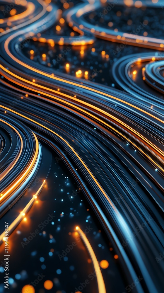 Innovative roadmap planning, glowing digital pathways, futuristic ...