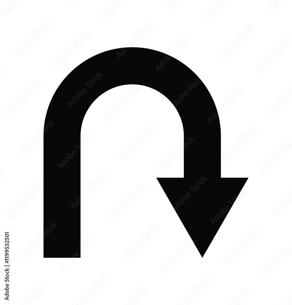 U turn arrow icon vector illustration isolated on white background ...