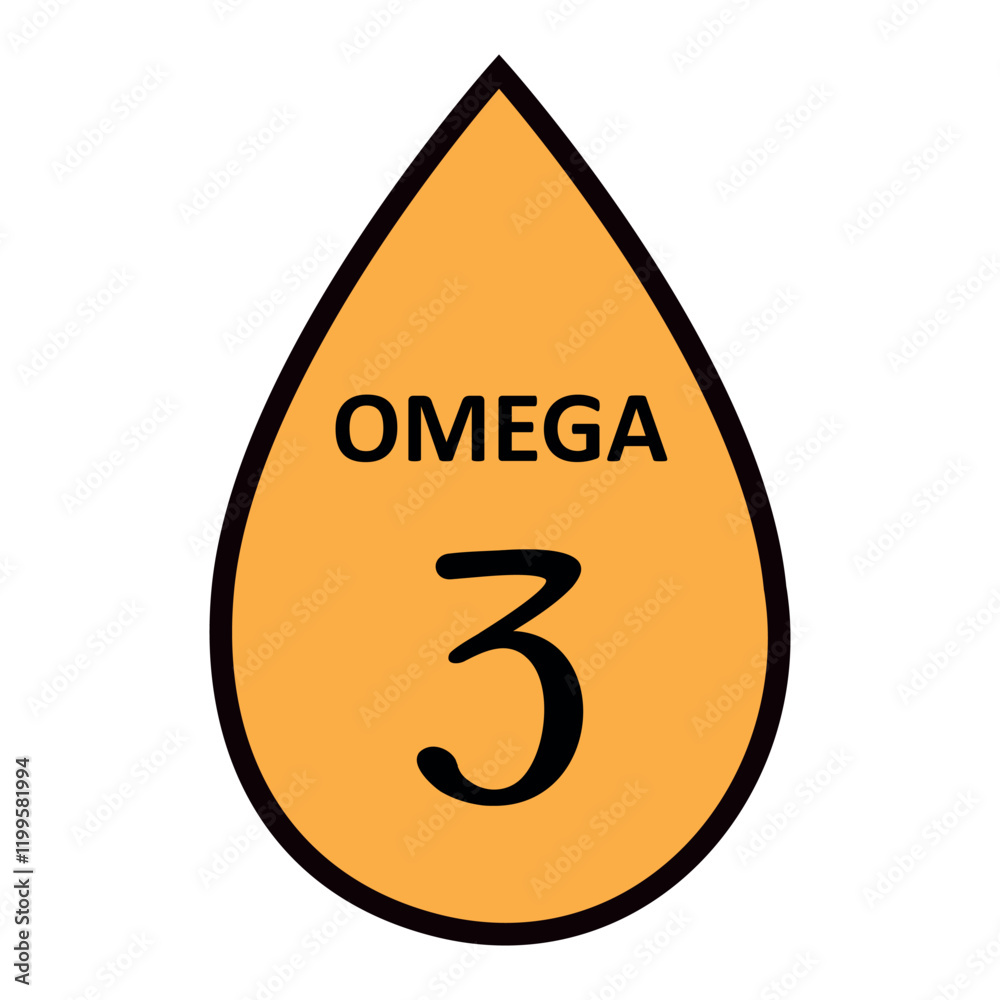 Omega 3 icon, omega 3 vector icon in flat trendy style illustration ...