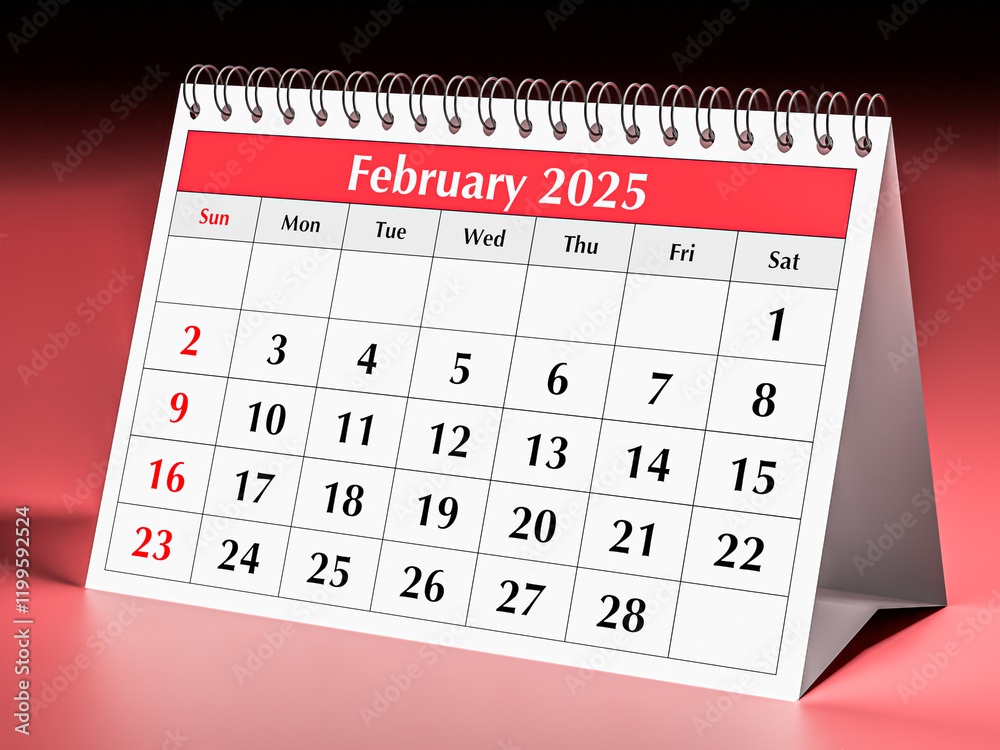 February 2025 calendar. One page of annual business desk monthly ...
