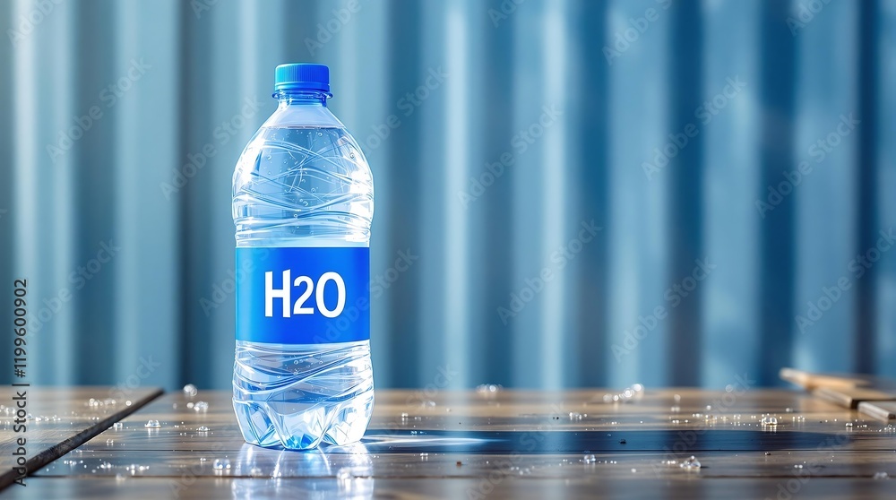 A clear, reusable water bottle filled with fresh water, featuring the ...