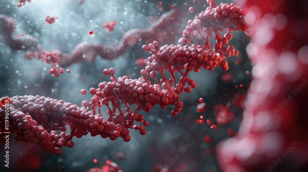 Red DNA Strand Molecular Structure Detailed Rendering Stock ...