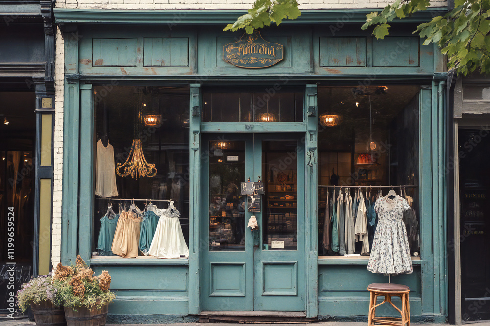 vintage wooden clothing store front facade Stock Illustration | Adobe Stock