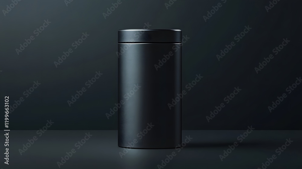 Blank mockup template of a packaging label on a cylindrical metal ...