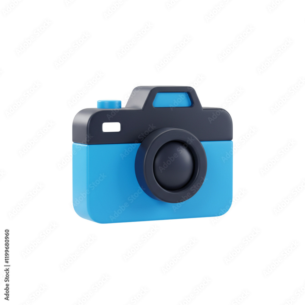 Blue and Black 3D Camera Icon Digital Photography Graphic Design ...