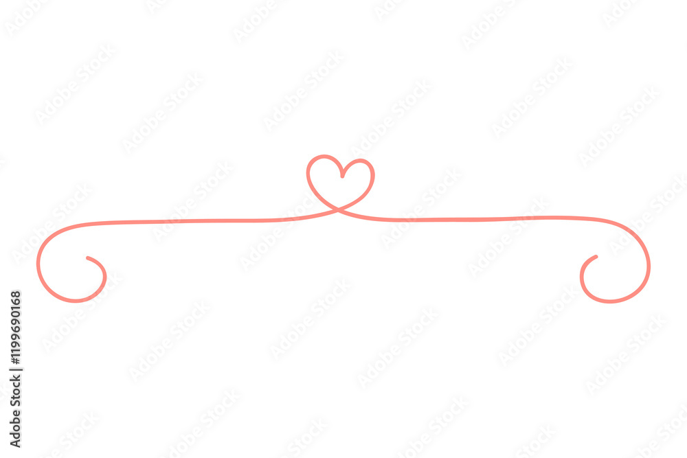 Png pink heart scroll divider, doodle vintage style Stock Illustration ...