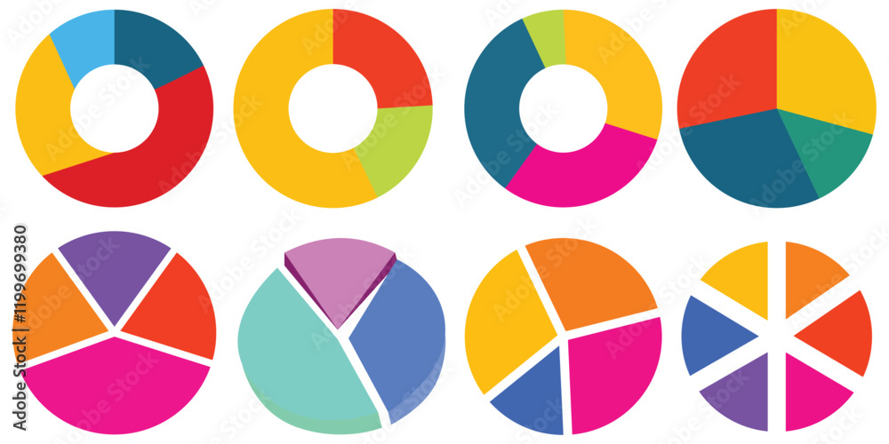 Set of Pie chart color wheel of business report infographic. Colorful ...