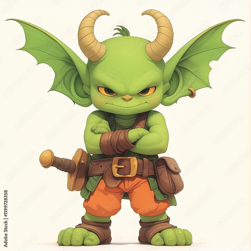 Cute goblin , cartoon, simple, has rich colors and ,white background ...