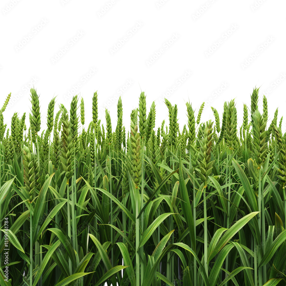 Lush green wheat field vibrant stalks of grain nature background ...