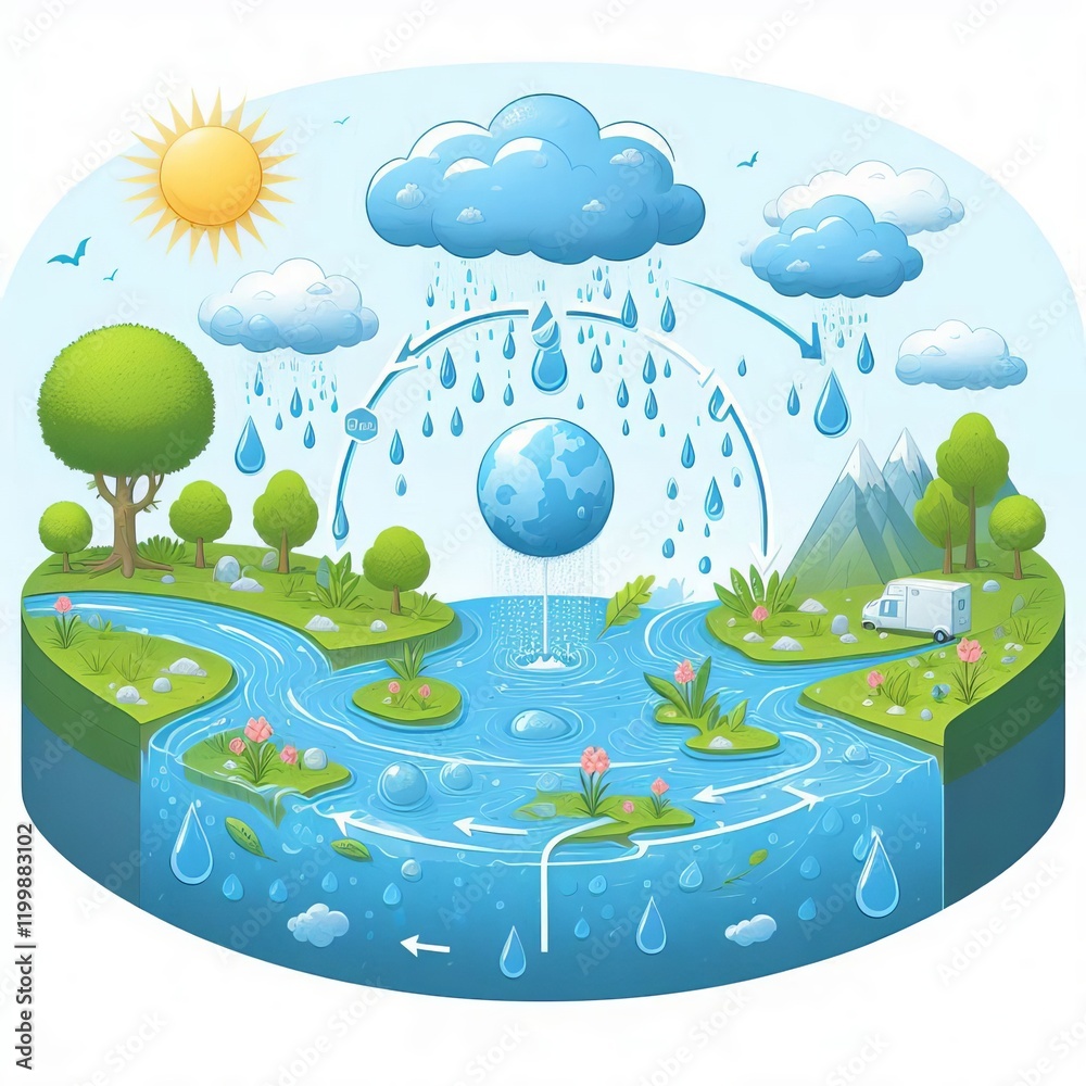 Water Cycle Diagrams Visuals depicting the stages of the water c Stock ...