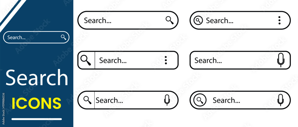 Search bar icon vector illustration. Search bar with magnifying glass ...