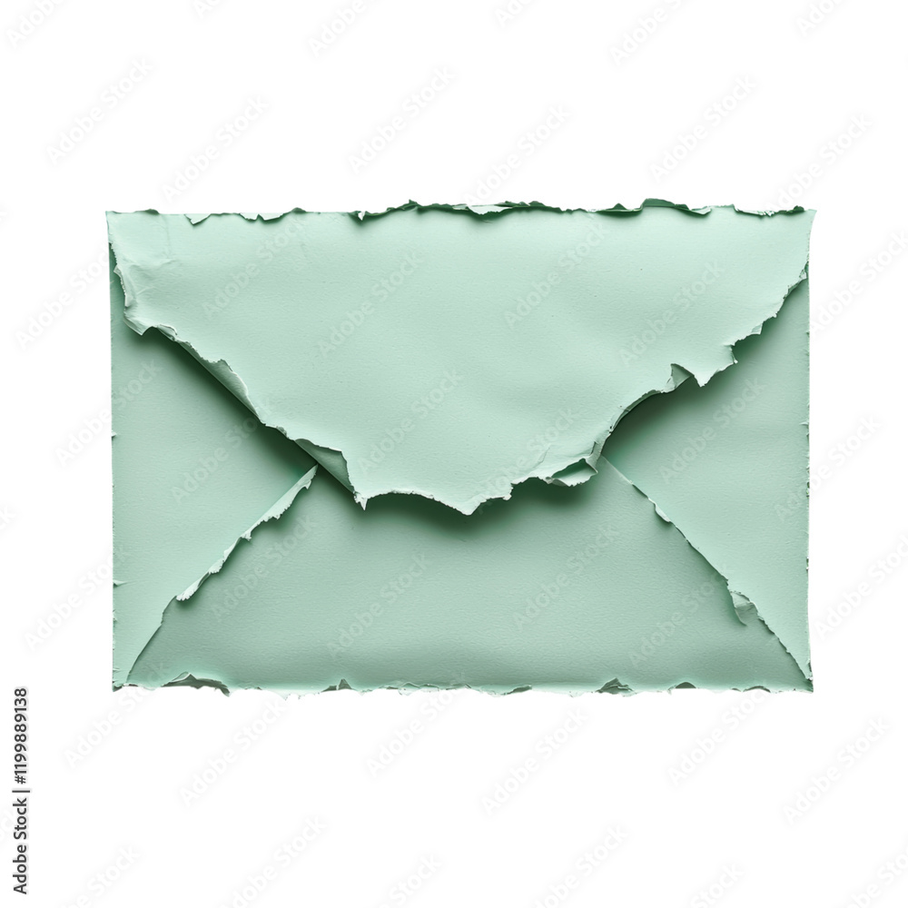 Vintage Torn Envelope with a Soft Green Color Isolated on transparent ...