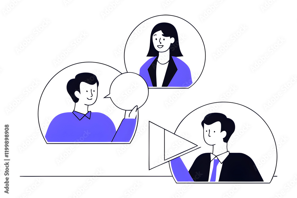 Stock-Illustration „set of scenes with male and female characters on ...