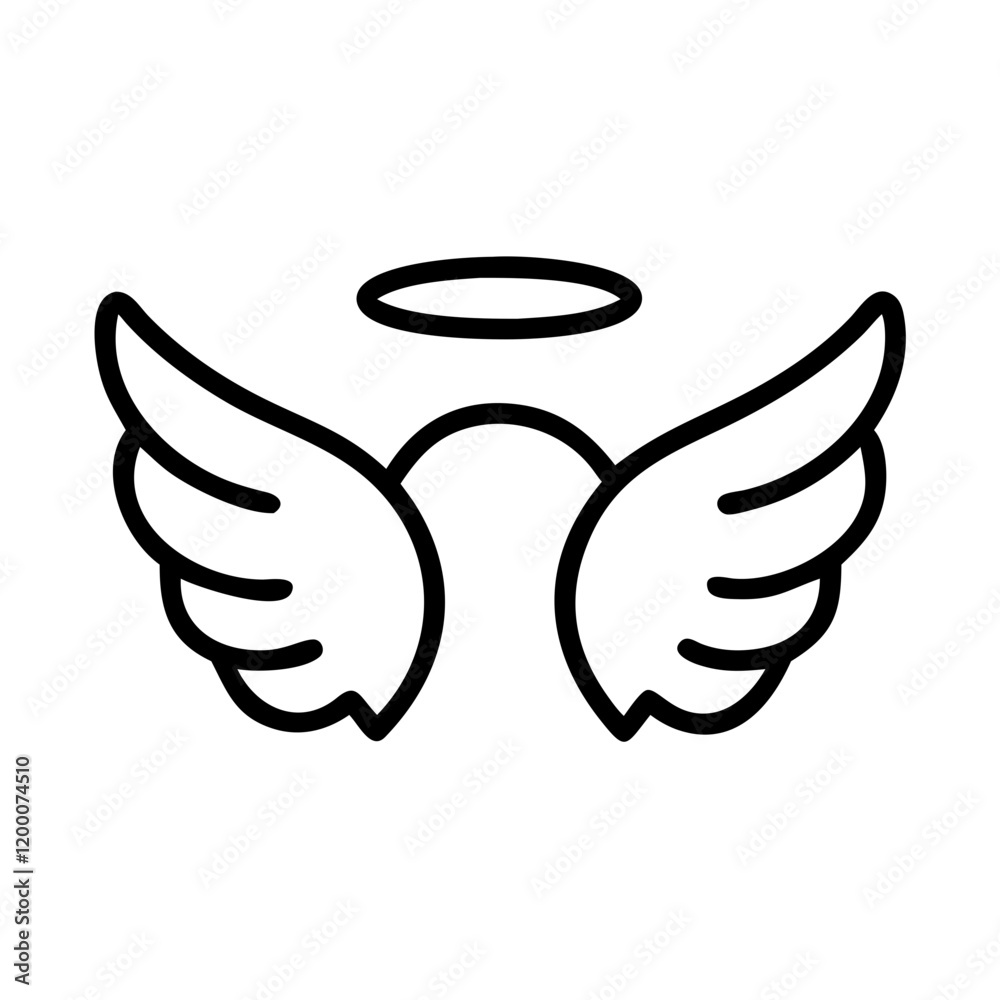 Vetor angel wings icon, angel wings line art - simple line art of angel ...