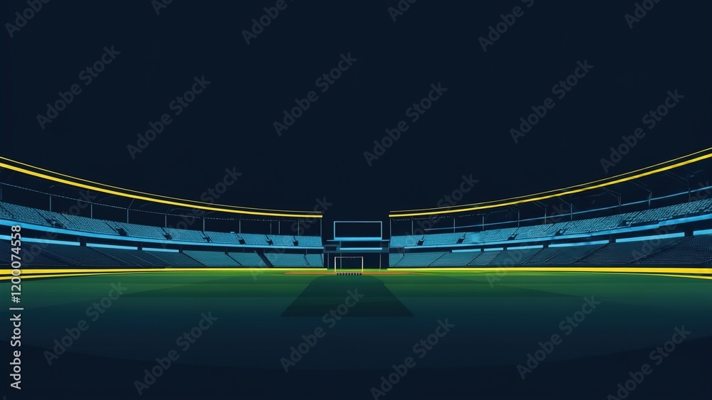 Cricket stadium background with flag and trophy. Vector wallpaper ...