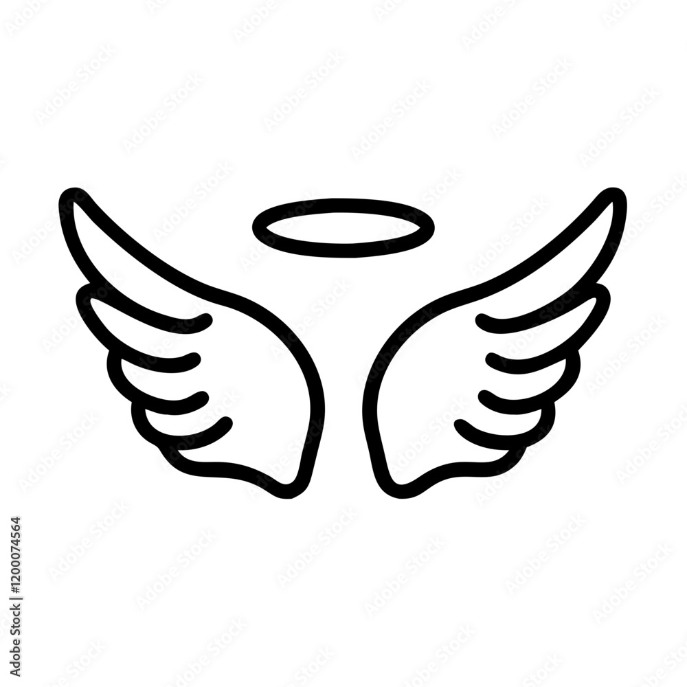 angel wings icon, angel wings line art - simple line art of angel wings ...