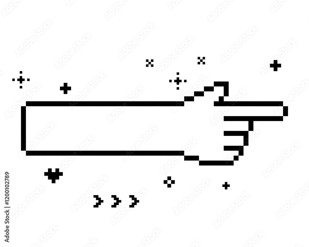 Forefinger pointing emoji. Pixel art. Y2k pointer sign. Simple ...