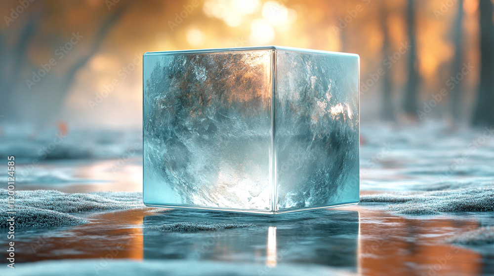 A cube inside a transparent sphere, symbolizing the balance found ...