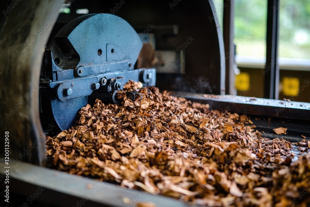 Tobacco shredding machine processes leaves into fine pieces for ...