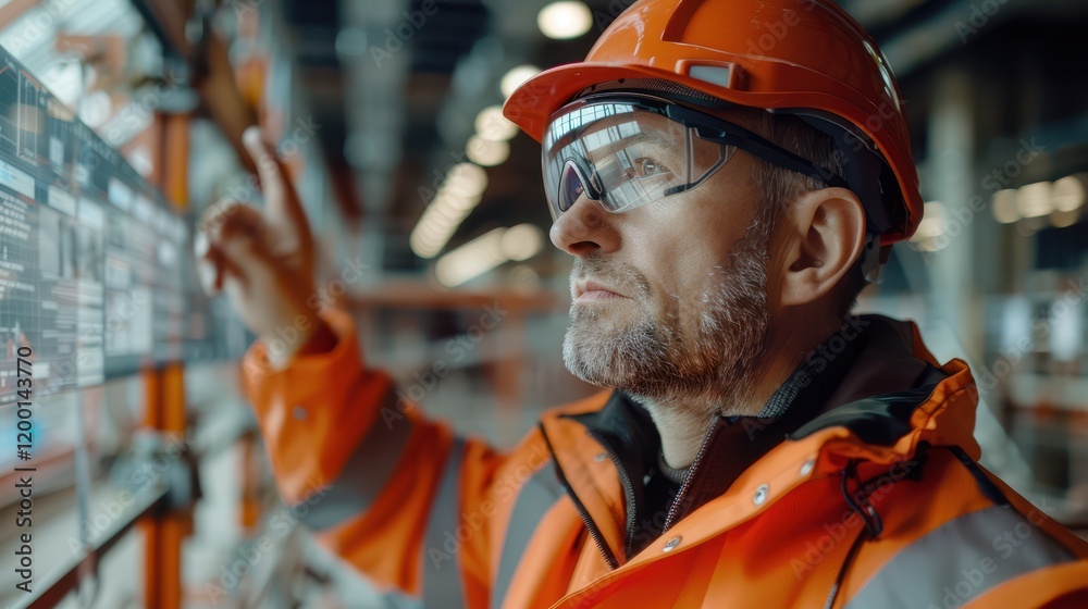 Engineers and safety officers reviewing a digital model of a ...