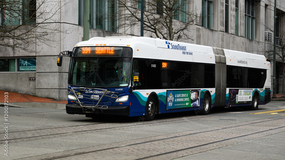 Tacoma, WA, USA - January 14, 2025; Sound Transit New Flyer Industries ...