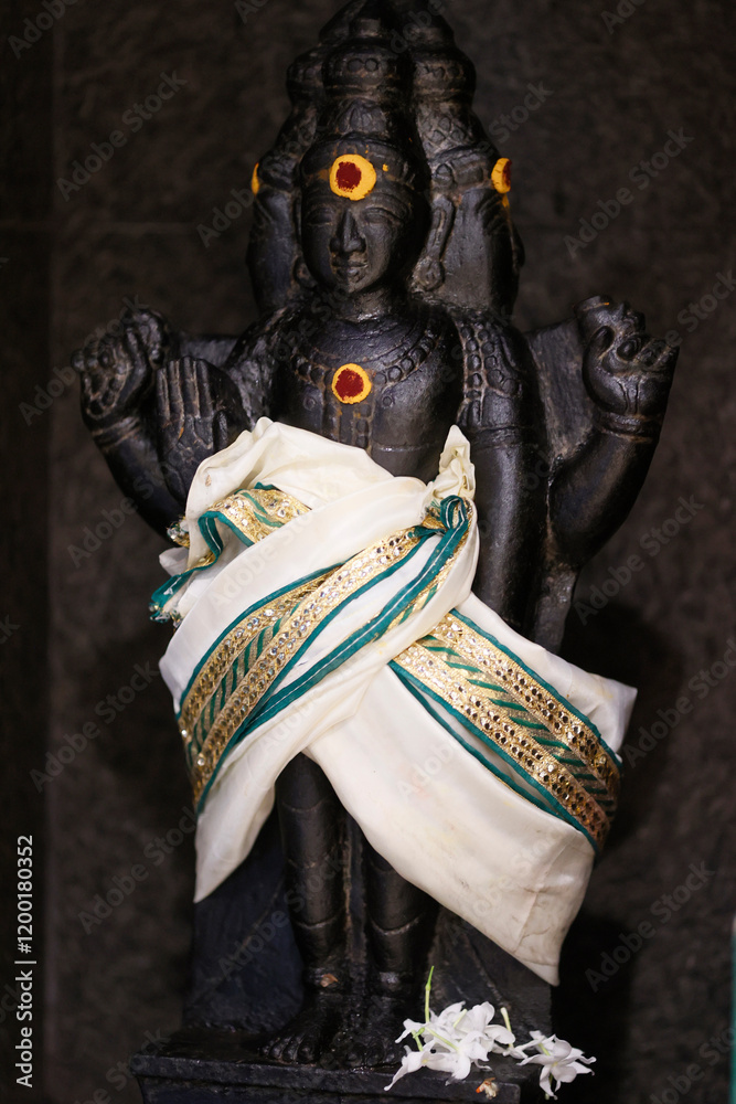 Hindu temple and shrine of Batu Caves. Brahma the creator god in ...